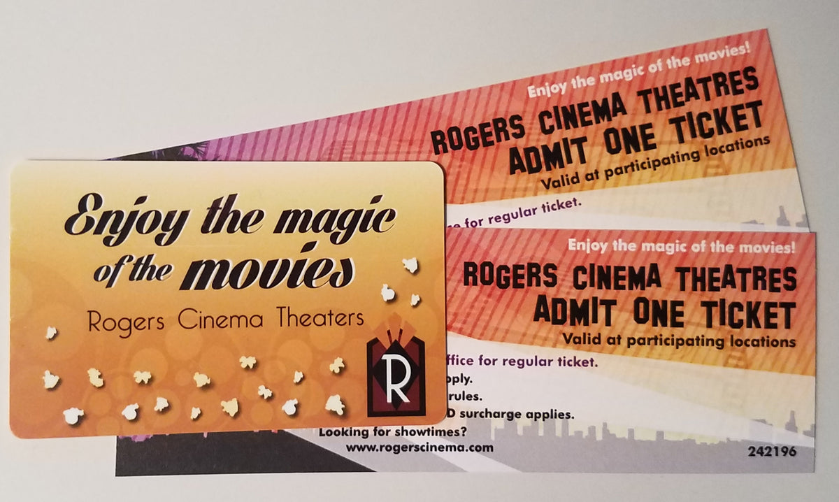 Two Movie Tickets plus a $20 Gift Card – ROGERS CINEMA